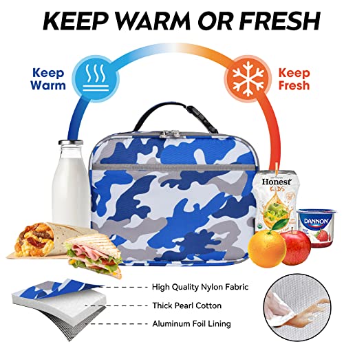 HOMESPON Kids Lunch Box Insulated Prints Lunch Bag Water-Resistant Cooler Bags Back to School Thermal Meal Tote Zippered Pockets Ideal for Children