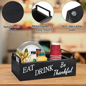 Kitchen Countertop Plate Organizer Box for Kitchen Decor, Paper Plate Holders, Disposable Dish Holder for Party,BBQ,Rustic Kitchen Utensil Caddy for Cups, Forks, Spoons, Plates, Napkins, Condiments