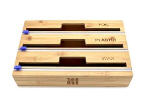 jcg 3 in 1 bamboo wrap dispenser and kitchen organizer