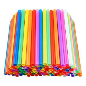 200 pcs jumbo smoothie straws, colorful disposable plastic large wide-mouthed milkshake straw (0.43″ diameter and 8.2″ long)