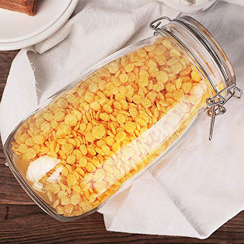 Kingrol 3 Pack 50 oz Clear Glass Jars with Airtight Seal Lids, Wide Mouth Food Storage Canisters for Kitchen Pantry Countertop Organization