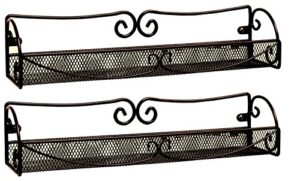 deco brothers 2 pack wall mount single tier mesh spice rack, bronze