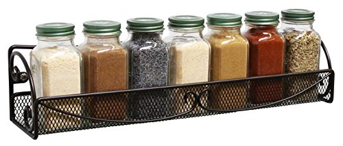 Deco Brothers 2 Pack Wall Mount Single Tier Mesh Spice Rack, Bronze