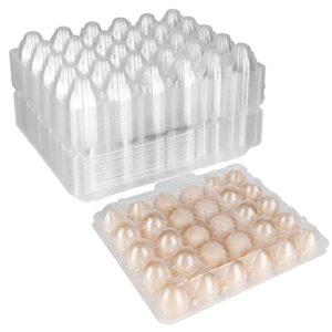 dajave plastic egg cartons bulk, 20 pack clear plastic egg carton holds up to 30 eggs, reusable plastic egg holder for family, pasture, farm markets display(large)