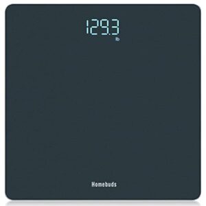 homebuds digital body weight bathroom scale, focusing on high precision technology for weighing since 2001, crystal clear led and step-on, batteries included, 400lb/180kg,blue