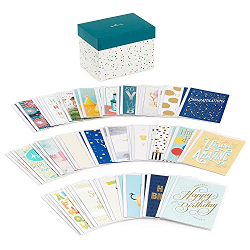 Hallmark All Occasion Greeting Cards Assortment—48 Cards and Envelopes with Organizer Box (Polka Dots)—Birthday/ Baby Shower / Sympathy / Thinking of You and Thank You Cards