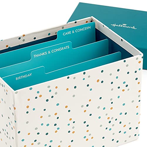 Hallmark All Occasion Greeting Cards Assortment—48 Cards and Envelopes with Organizer Box (Polka Dots)—Birthday/ Baby Shower / Sympathy / Thinking of You and Thank You Cards