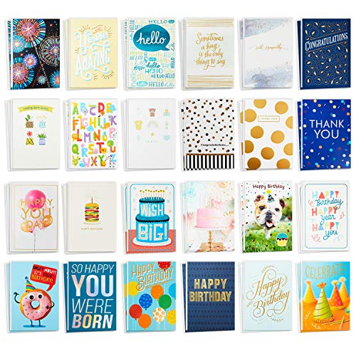 Hallmark All Occasion Greeting Cards Assortment—48 Cards and Envelopes with Organizer Box (Polka Dots)—Birthday/ Baby Shower / Sympathy / Thinking of You and Thank You Cards