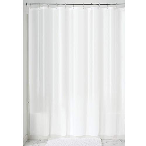 iDesign PEVA Mold and Mildew Resistant Plastic Shower Curtain Liner for Use Alone or With Fabric Curtain, Set of 2, 72” x 72”, White