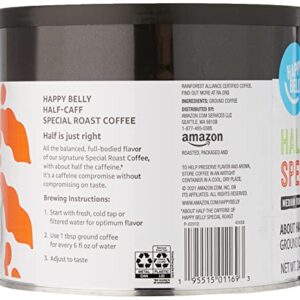 Amazon Brand - Happy Belly Half Caffeine Canister Coffee, Medium Roast, 24 Ounce