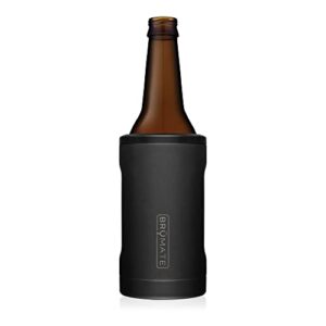 brümate hopsulator bott’l insulated bottle cooler for standard 12oz glass bottles | glass bottle coozie insulated stainless steel drink holder for beer and soda (matte black)