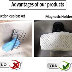 Pack of 2 Kitchen Sink Magnetic Organizer Basket Kitchen Sink Caddy Sponge Holder Brush Holder Dish Cloth Hanger Kitchen Accessories for Sponges, Scrubbers, Kitchen, Bathroom - No Drilling