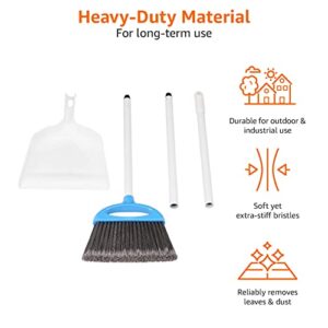 Amazon Basics Dustpan Broom Set, Blue and White