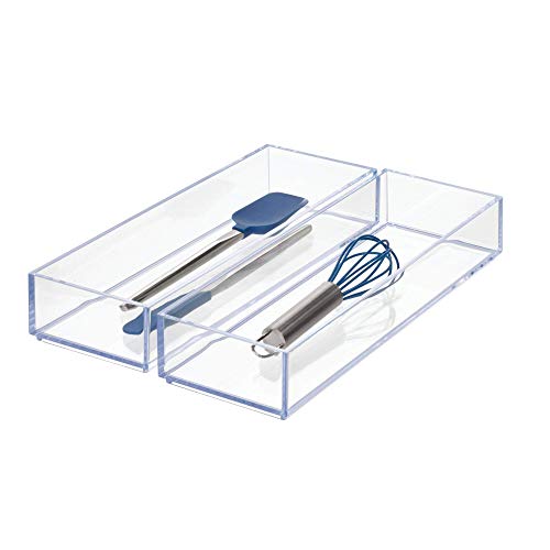 iDesign Clarity Drawer, Kitchen and Bathroom Organization Silverware, Spatulas, Gadgets, Large-Set of 2