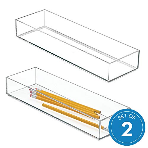 iDesign Clarity Drawer, Kitchen and Bathroom Organization Silverware, Spatulas, Gadgets, Large-Set of 2