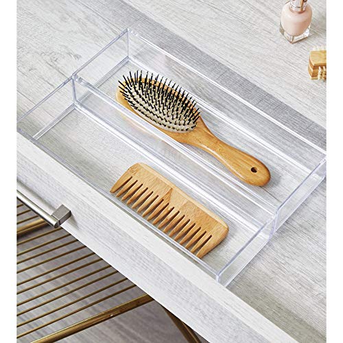 iDesign Clarity Drawer, Kitchen and Bathroom Organization Silverware, Spatulas, Gadgets, Large-Set of 2