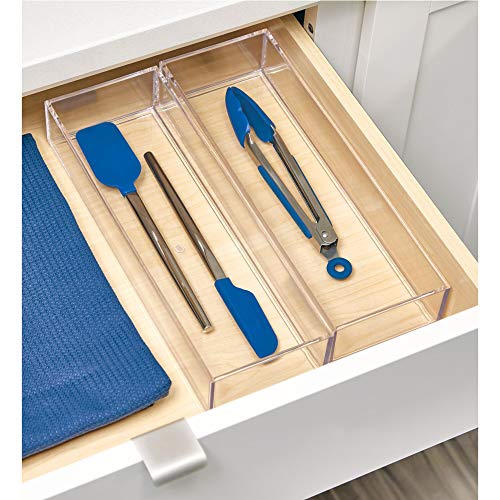 iDesign Clarity Drawer, Kitchen and Bathroom Organization Silverware, Spatulas, Gadgets, Large-Set of 2