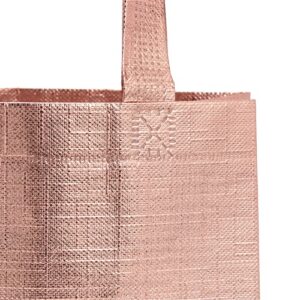 Sparkle and Bash Non Woven Reusable Tote Bags, Rose Gold Gift Bags with Handles (10x8 In, 20 Pack)