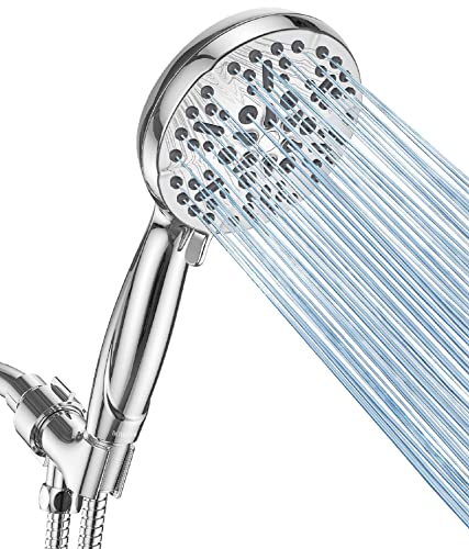 Shower Head with Handheld High Pressure-Full Body Coverage Powerful Rain Showerhead with Extra 60" Long Hose and Adjustable Brass Joint Holder- The Perfect Detachable Shower Heads for Bathroom Upgrade