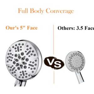 Shower Head with Handheld High Pressure-Full Body Coverage Powerful Rain Showerhead with Extra 60" Long Hose and Adjustable Brass Joint Holder- The Perfect Detachable Shower Heads for Bathroom Upgrade