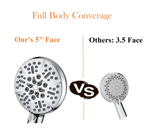 Shower Head with Handheld High Pressure-Full Body Coverage Powerful Rain Showerhead with Extra 60" Long Hose and Adjustable Brass Joint Holder- The Perfect Detachable Shower Heads for Bathroom Upgrade