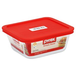 pyrex simply store 4cup/950ml square red pc