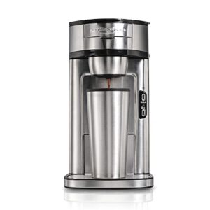 hamilton beach the scoop single serve coffee maker & fast grounds brewer, brews in minutes, 8-14oz. cups, stainless steel