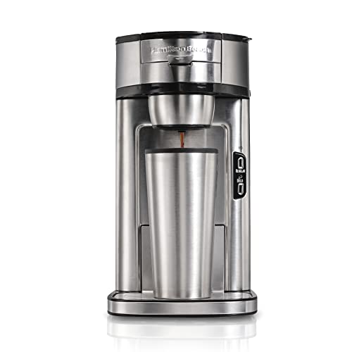 Hamilton Beach The Scoop Single Serve Coffee Maker & Fast Grounds Brewer, Brews in Minutes, 8-14oz. Cups, Stainless Steel