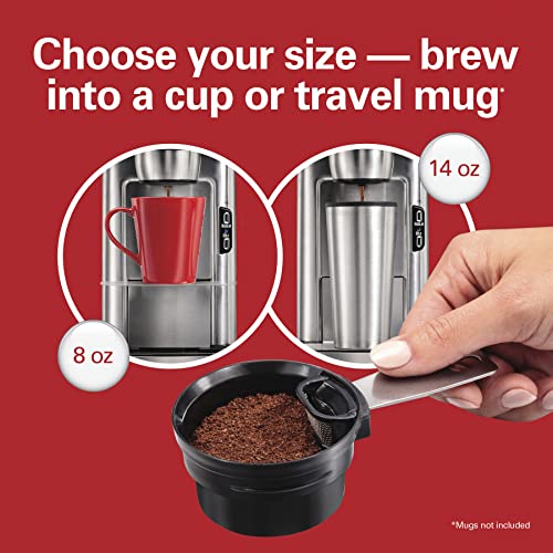 Hamilton Beach The Scoop Single Serve Coffee Maker & Fast Grounds Brewer, Brews in Minutes, 8-14oz. Cups, Stainless Steel