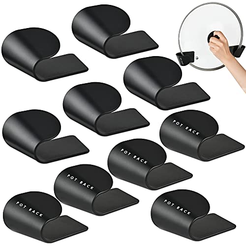 Worldity Wall Mount Pot Lid Holder, 5 Pairs Pot Lid Organizers for Cabinet Door, Adjustable Pot Lid Holder, Cabinet Door Organizer Pot Hangers for Kitchen Wall Mount(Black)