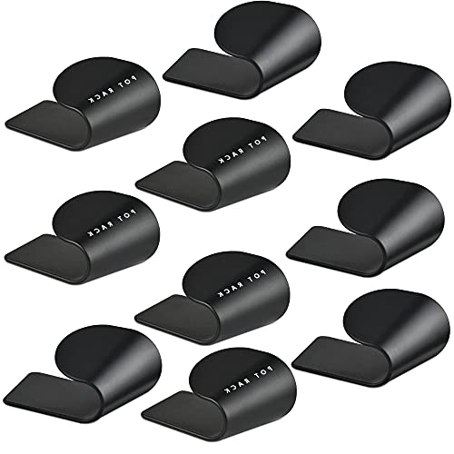 Worldity Wall Mount Pot Lid Holder, 5 Pairs Pot Lid Organizers for Cabinet Door, Adjustable Pot Lid Holder, Cabinet Door Organizer Pot Hangers for Kitchen Wall Mount(Black)