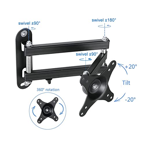 Suptek TV Wall Mount Swivel Tilt Rotation Full Motion Adjustable Articulating for Most 15- 32 inch LED, LCD Monitor Wall Mount VESA 75,100 (MA2720)