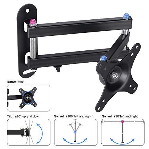 Suptek TV Wall Mount Swivel Tilt Rotation Full Motion Adjustable Articulating for Most 15- 32 inch LED, LCD Monitor Wall Mount VESA 75,100 (MA2720)