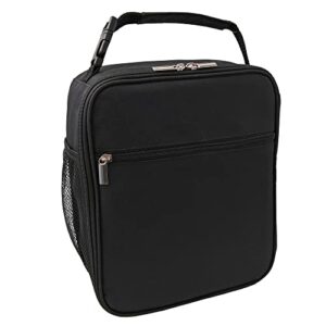 lunch bag for women & men, reusable insulated cooler lunch bag,durable spacious and easy to clean lunch bag,leakproof portable lunch box with pocket and clip on handle,for office work school (black)