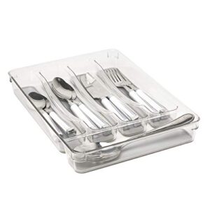 kitchen details 23195 utensil and cutlery drawer organizer, divider, tray, storage, 5 compartment, clear