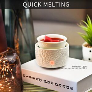 ElusiaKa Wax Melt Warmer Burner Ceramic 3-in-1 Oil Burner Electric Wax Melt Warmer Wax Warmer Burner Melter Fragrance Warmer for Home Office Bedroom Aromatherapy Gift& Décor (White Leaves)