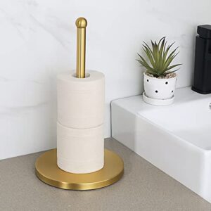 Alise Paper Towel Holder,Standing Paper Towel Roll Holder for Standard or Mega Rolls,Paper Towel Stand for Kitchen Counter Bathroom Table,SUS304 Stainless Steel Brushed Gold Finish