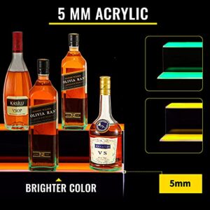 VEVOR LED Lighted Liquor Bottle Display Shelf, 40-inch LED Bar Shelves for Liquor, 2-Step Lighted Liquor Bottle Shelf for Home/Commercial Bar, Acrylic Lighted Bottle Display with Remote & App Control