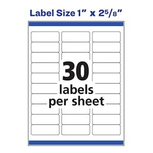 Avery Easy Peel Printable Address Labels with Sure Feed, 1" x 2-5/8", White, 750 per Pack, 2 Packs, 1,500 Blank Mailing Labels Total (08160)