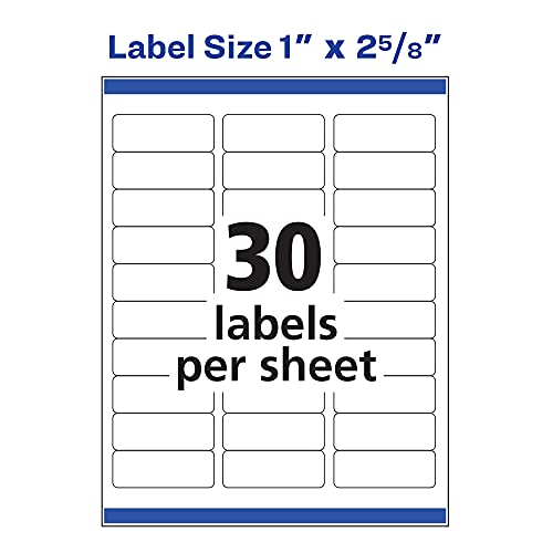 Avery Easy Peel Printable Address Labels with Sure Feed, 1" x 2-5/8", White, 750 per Pack, 2 Packs, 1,500 Blank Mailing Labels Total (08160)