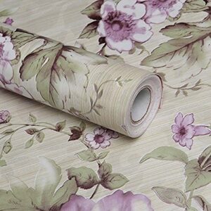 Peel and Stick Decorative Purple Peony Floral Shelf Liner Contact Paper for Kitchen Cabinets Dresser Drawer Refrigerator Table Pantry Closet Vanity Desk Wall Furniture Decal Sticker (17.7x78.7 Inches)