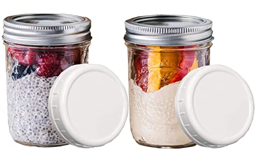 JARMING COLLECTIONS Mason Jars 16 oz with Plastic Lids (BPA Free) Pint Mason Jars Wide Mouth (set of 2)