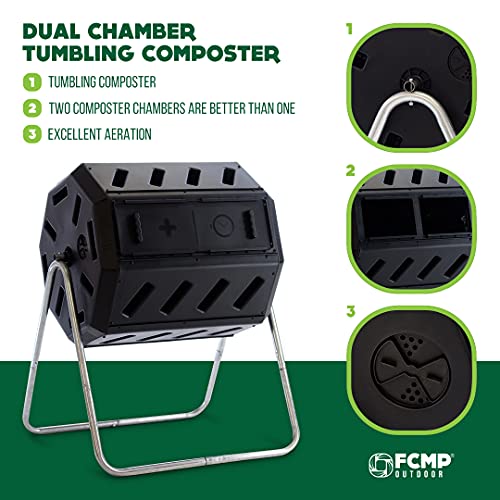 FCMP Outdoor IM4000 Dual Chamber Tumbling Composter (Black)