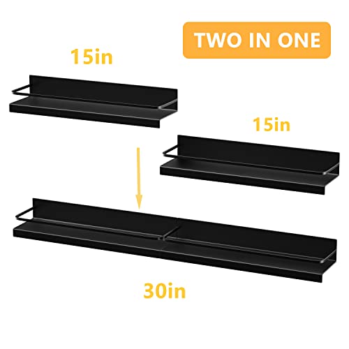 BATHHOLD 30" Spice Shelf for Stove Top Shelf, Magnetic Shelf Spice Rack for Kitchen Stove - Stainless Steel - Kitchen Magnetic Organizer (Matte Black)