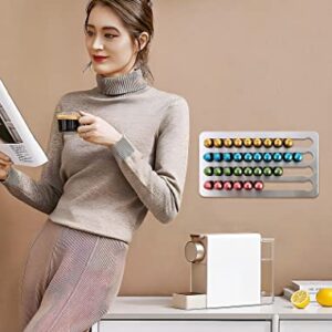 CusieryMax Coffee Pod Holder, Stainless Steel Adhesive 40pcs for Nespresso Original Line Pods, Coffee Pod Organizer Suitable for Kitchen Walls and Cabinets