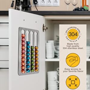 CusieryMax Coffee Pod Holder, Stainless Steel Adhesive 40pcs for Nespresso Original Line Pods, Coffee Pod Organizer Suitable for Kitchen Walls and Cabinets