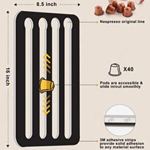 CusieryMax Coffee Pod Holder, Stainless Steel Adhesive 40pcs for Nespresso Original Line Pods, Coffee Pod Organizer Suitable for Kitchen Walls and Cabinets