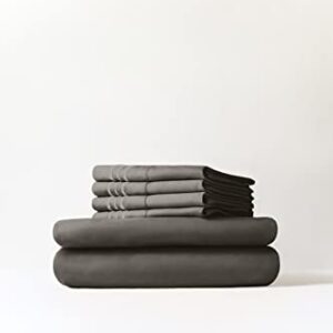 King Size Sheet Set - 6 Piece Set - Hotel Luxury Bed Sheets - Extra Soft - Deep Pockets - Easy Fit - Breathable & Cooling Sheets - Wrinkle Free - Comfy - Gray - Grey Bed Sheets - Kings Sheets - 6 PC