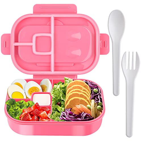 Ziidoog Stylish Bento Box, 1.3L Kids Lunch Box with Fork&Spoon, 4 Compartments Leak-Proof Bento Box for Kids, Bento Lunch Box for Kids Adults, New Designed for Children, Microwaveable & Freezer Safe