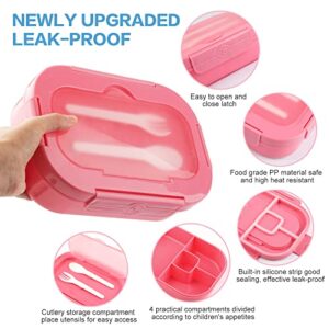 Ziidoog Stylish Bento Box, 1.3L Kids Lunch Box with Fork&Spoon, 4 Compartments Leak-Proof Bento Box for Kids, Bento Lunch Box for Kids Adults, New Designed for Children, Microwaveable & Freezer Safe